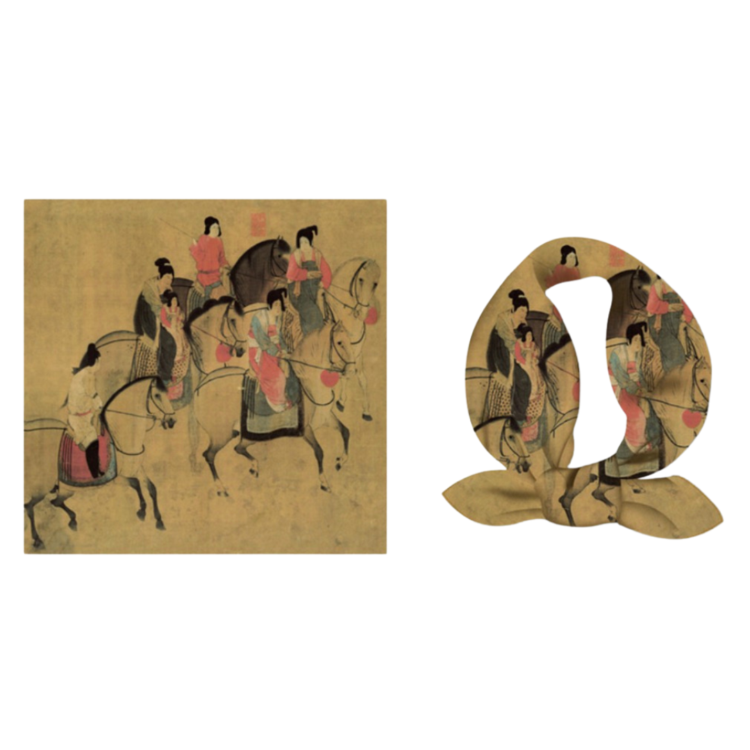 "Spring Outing of Lady Guoguo I" Heritage Artwork Satin Scarf – Tang ...