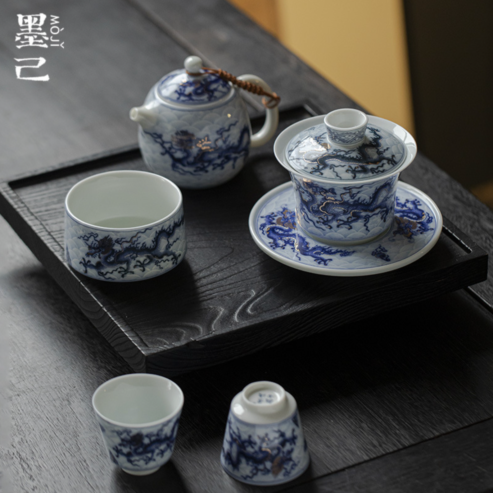 Qing Hua Dragon Sancai Porcelain Tea Set – Blue & White – Tang Heritage