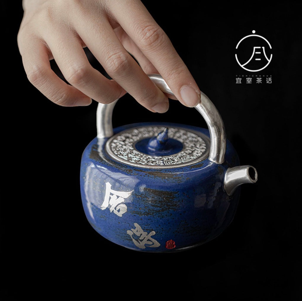 999 Sterling Silver Blue Tea Pot (with Handle) – Tang Heritage