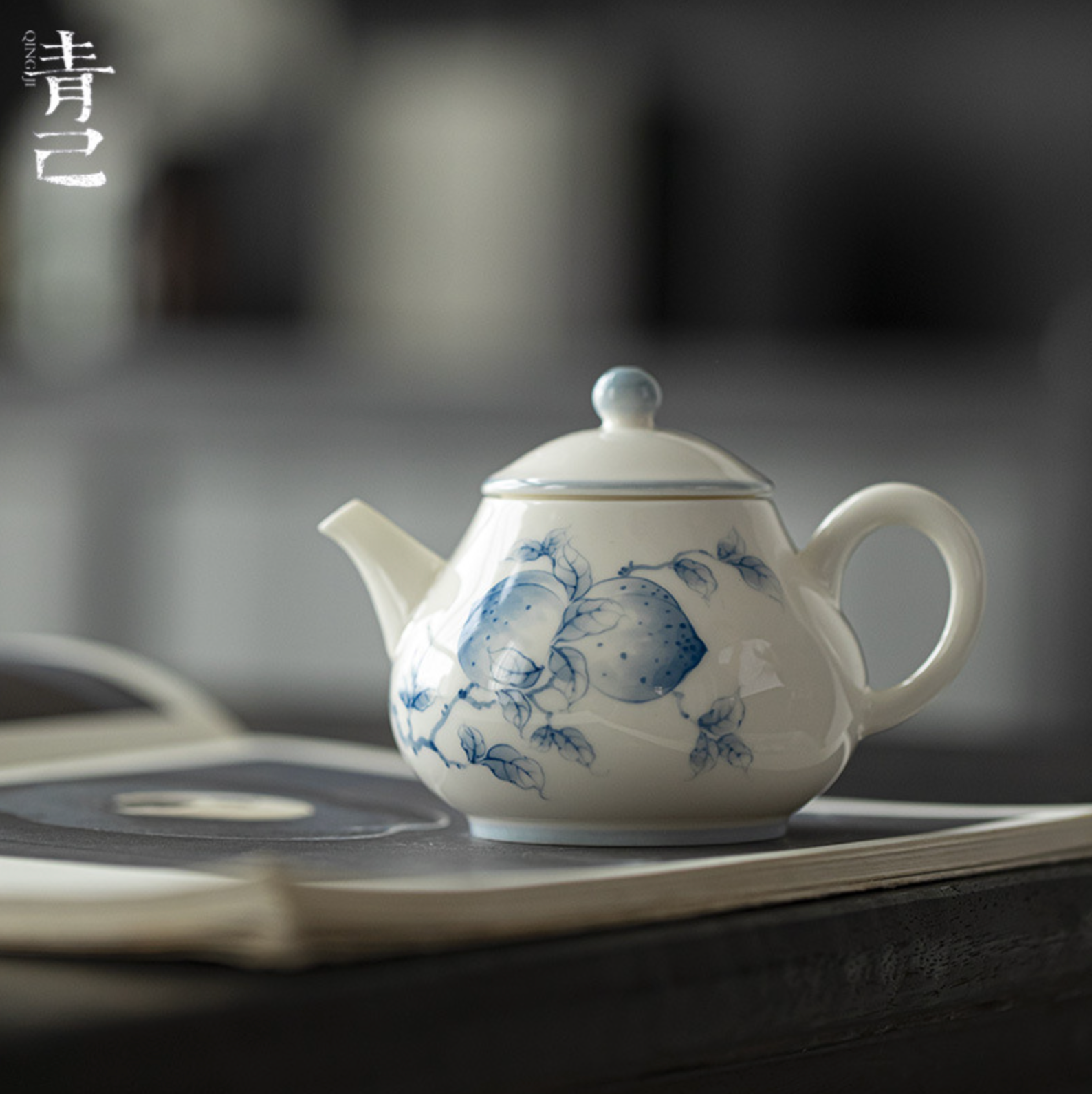 Qing Hua Longevity Peach Round Teapot – Tang Heritage